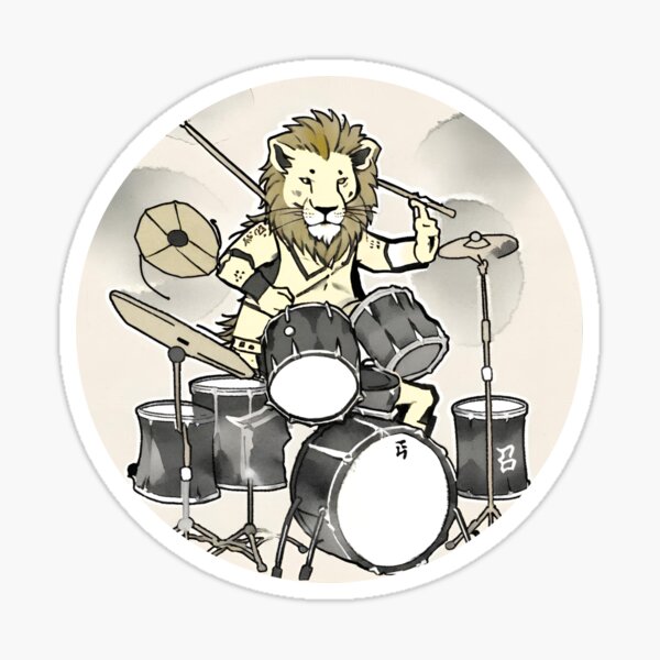 "Lion playing the drums - sticker" Sticker for Sale by LTI-Stickers ...