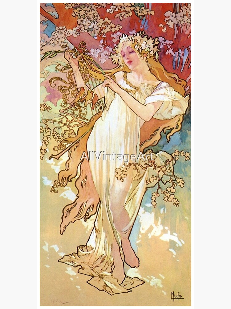 "Vintage Alphonse Mucha - Spring 1896 Art Nouveau" Sticker for Sale by ...