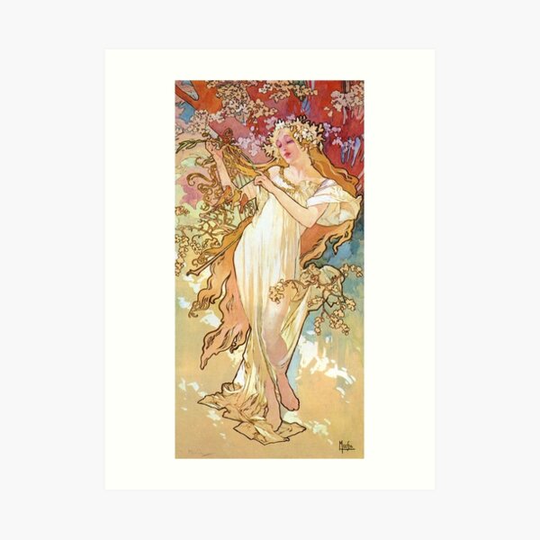 "Vintage Alphonse Mucha - Spring 1896 Art Nouveau" Art Print for Sale ...
