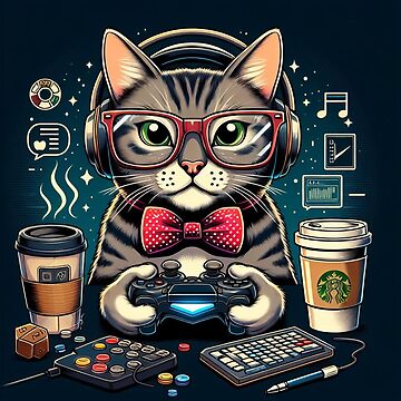 "gamer cat" Sticker for Sale by Greydate | Redbubble