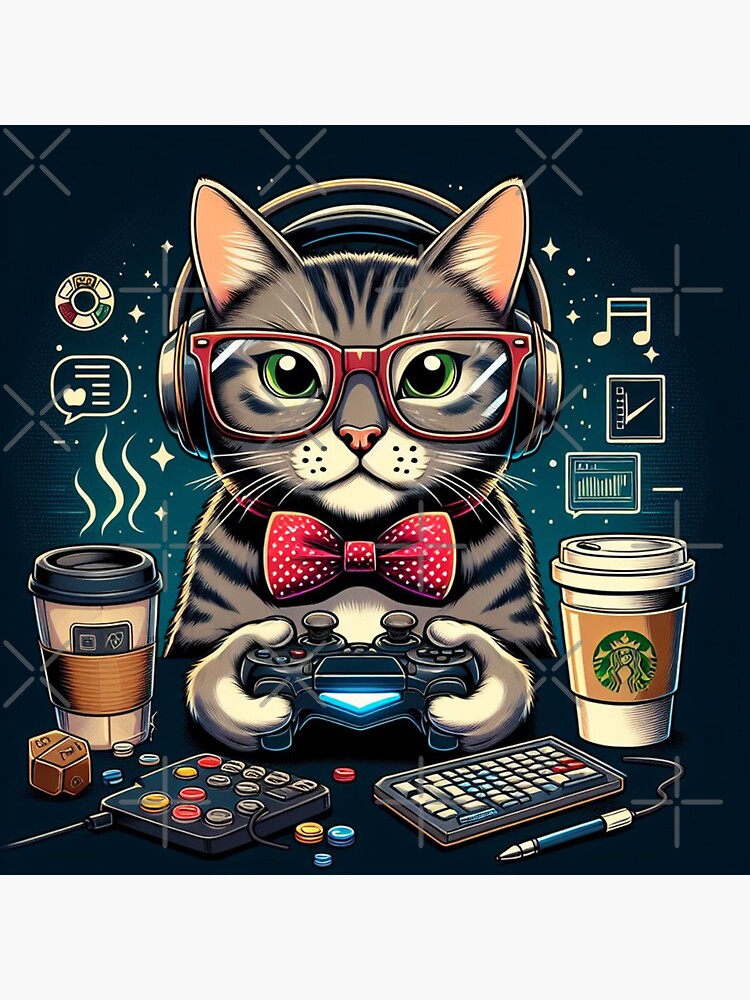 "gamer cat" Sticker for Sale by Greydate | Redbubble