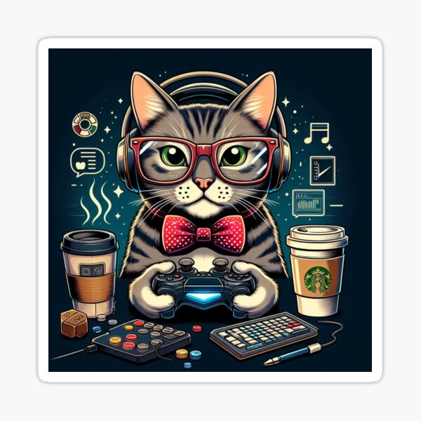 "gamer cat" Sticker for Sale by Greydate | Redbubble