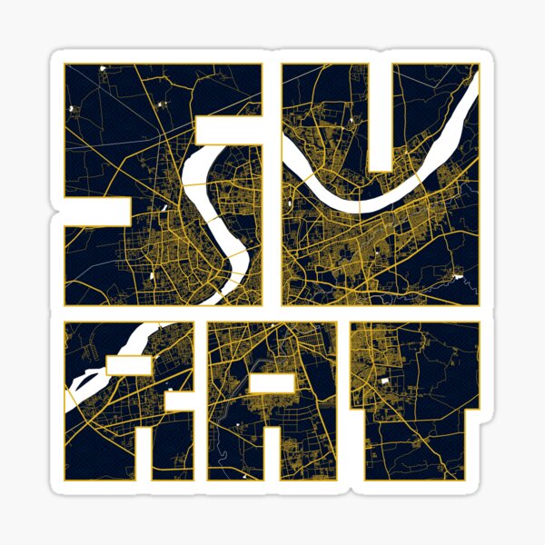 "Surat City Map of Gujarat, India - Gold Art Deco" Sticker for Sale by ...