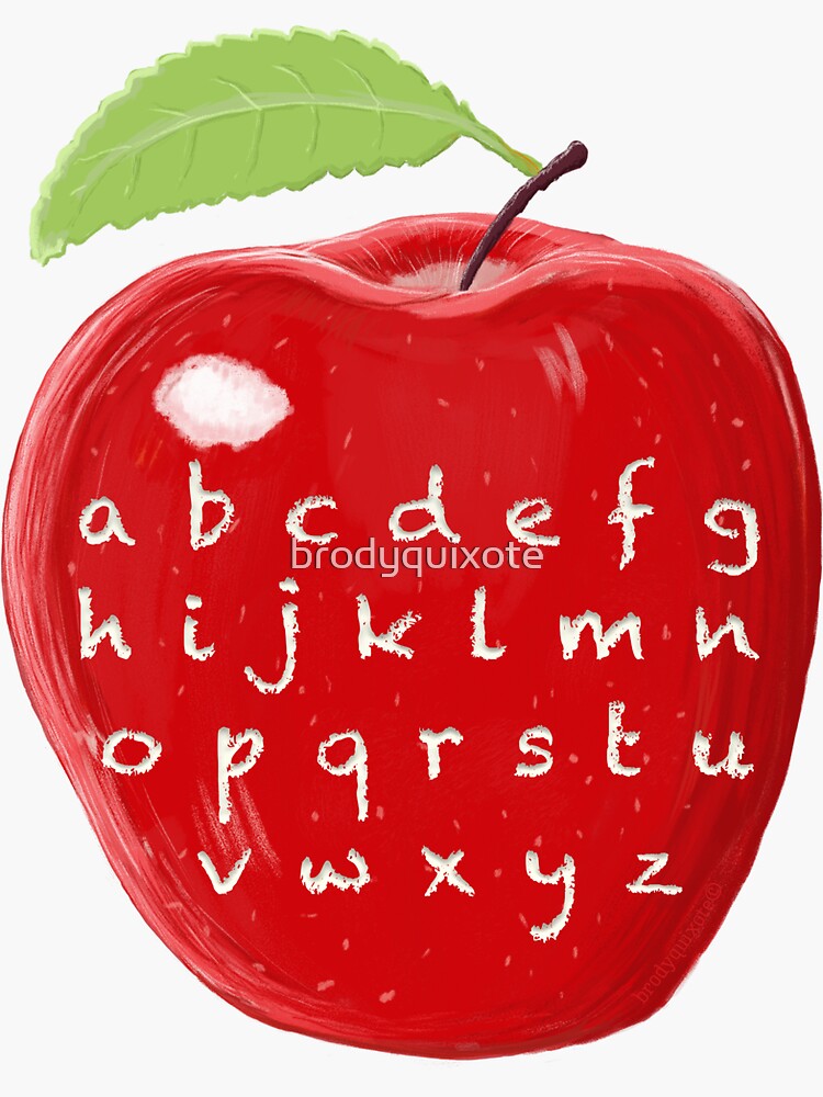 Pegatina «Alfabeto del maestro Abc Apple» de brodyquixote | Redbubble