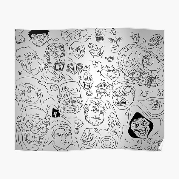 "Deranged Doodles of a mad cartoonist" Poster for Sale by Qspark ...