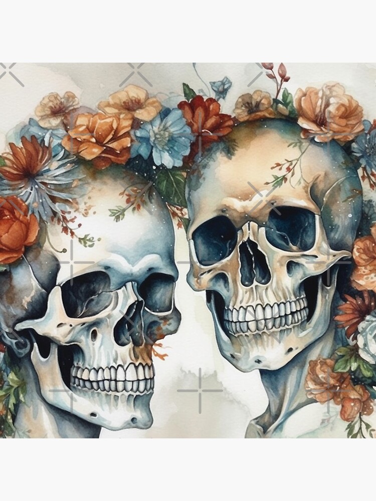 "Flower Skulls" Sticker for Sale by Loot-Dragon | Redbubble