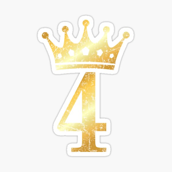 "Crown Number 4 - 4th Birthday & Anniversary (Ancient Gold)" Sticker ...