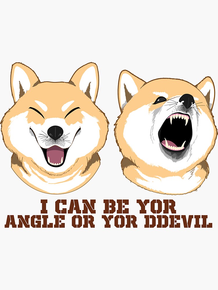 "Funny Doge Meme Tee Angel or Devil" Sticker for Sale by sedderzz ...