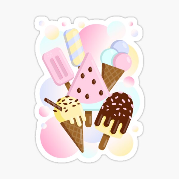 "cute cartoon ice cream" Sticker for Sale by AlenikArt | Redbubble