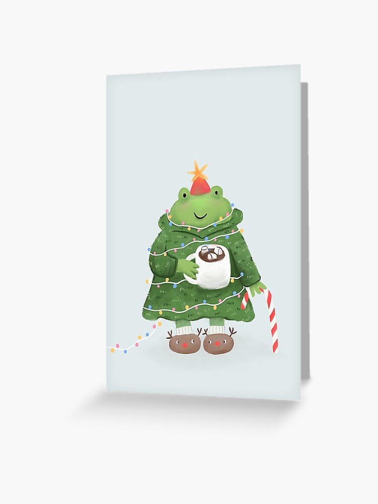 "Extra cozy and cute Christmas frog" Greeting Card for Sale by ...