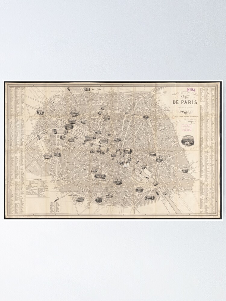 "Vintage Map of Paris France (1841)" Poster by BravuraMedia | Redbubble