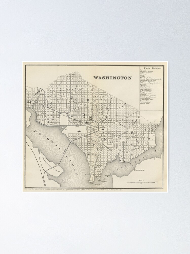 "Vintage Map of Washington DC (1866)" Poster by BravuraMedia | Redbubble