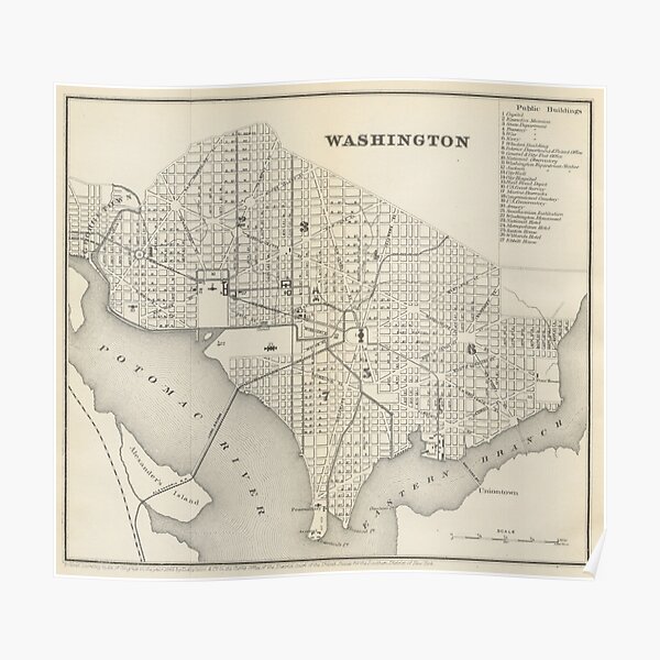 "Vintage Map of Washington DC (1866)" Poster by BravuraMedia | Redbubble