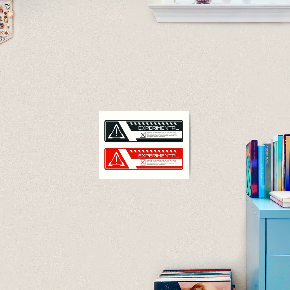 "Experimental tech caution decal label 2 Set gray red " Sticker by Dr ...