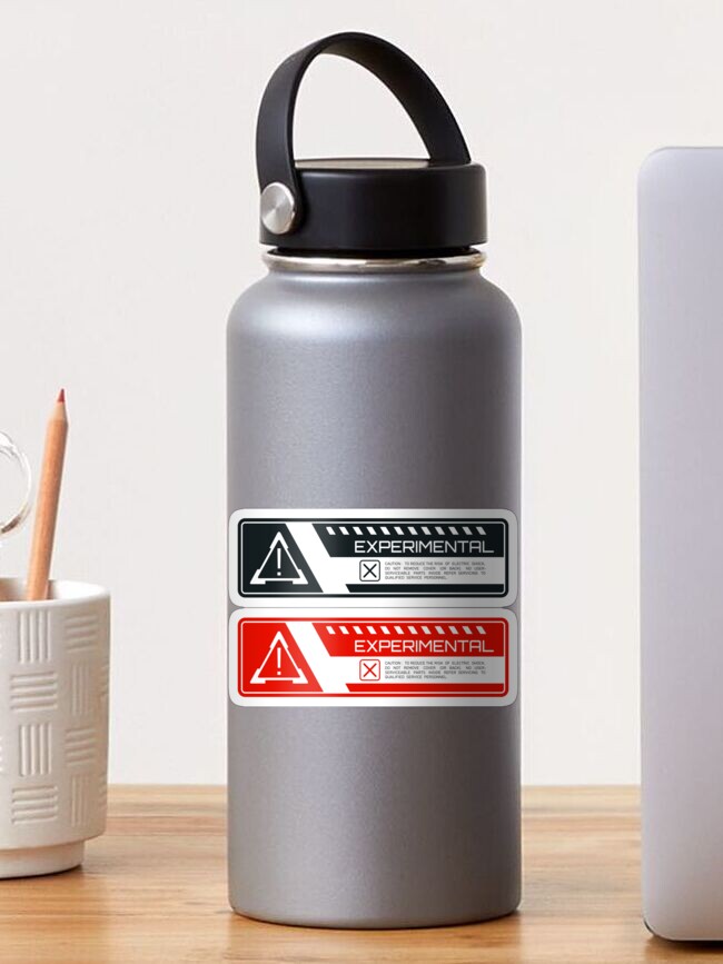 "Experimental tech caution decal label 2 Set gray red " Sticker by Dr ...