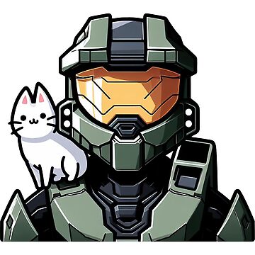 "Master Chief Cat" Sticker for Sale by My-Sticker-Shop | Redbubble