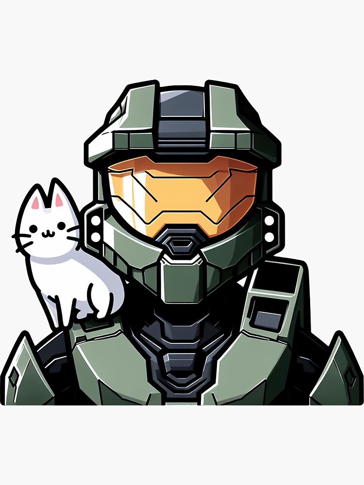 "Master Chief Cat" Sticker for Sale by My-Sticker-Shop | Redbubble