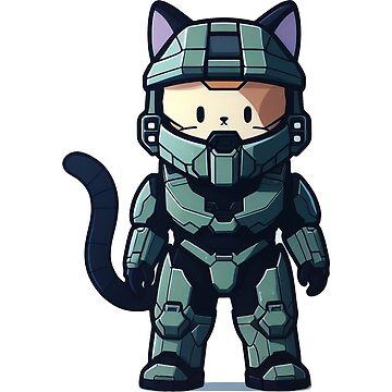 "Master Chief Cat" Sticker for Sale by My-Sticker-Shop | Redbubble