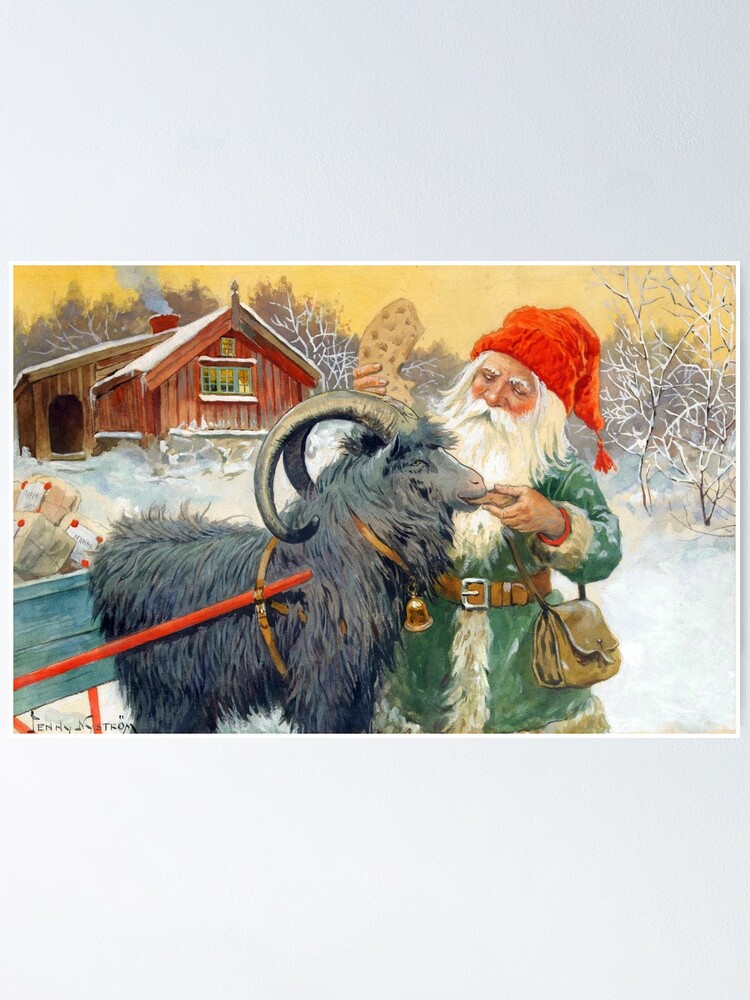 "Tomte and Yule Goat - Jenny Nystrom Christmas Nisse" Poster for Sale ...