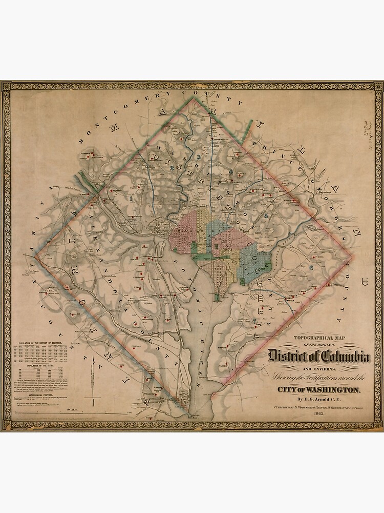 "Vintage Washington DC Civil War Defenses Map (1864)" Art Print by ...
