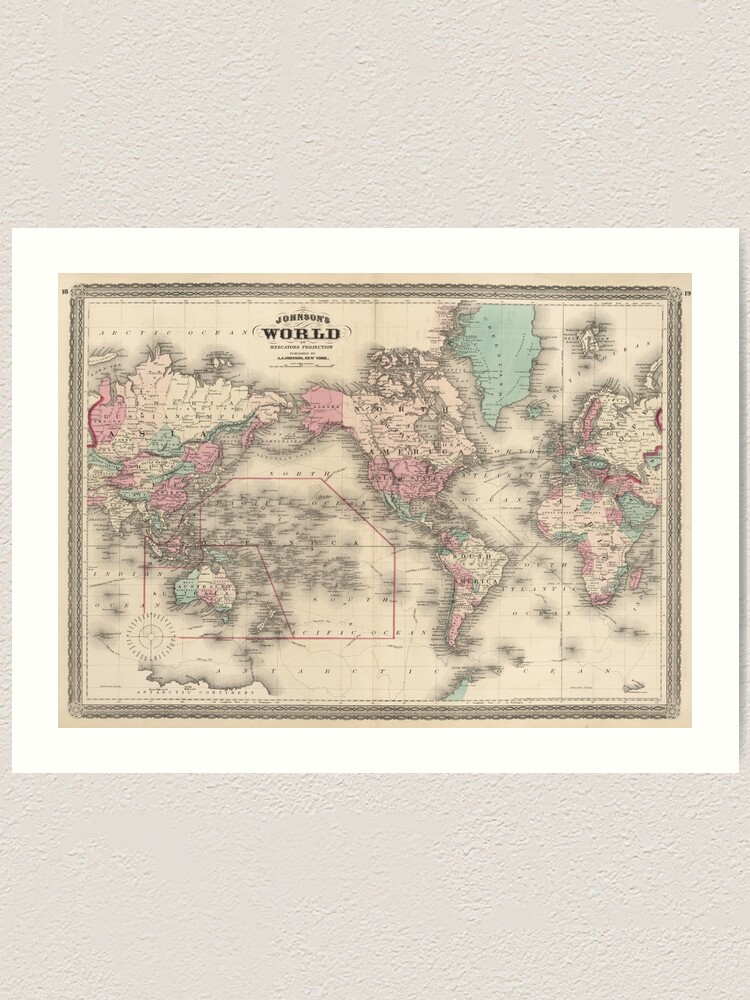"Vintage Map of The World (1870)" Art Print by BravuraMedia | Redbubble