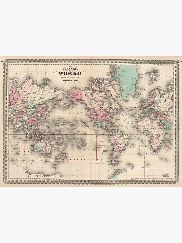 "Vintage Map of The World (1870)" Art Print by BravuraMedia | Redbubble