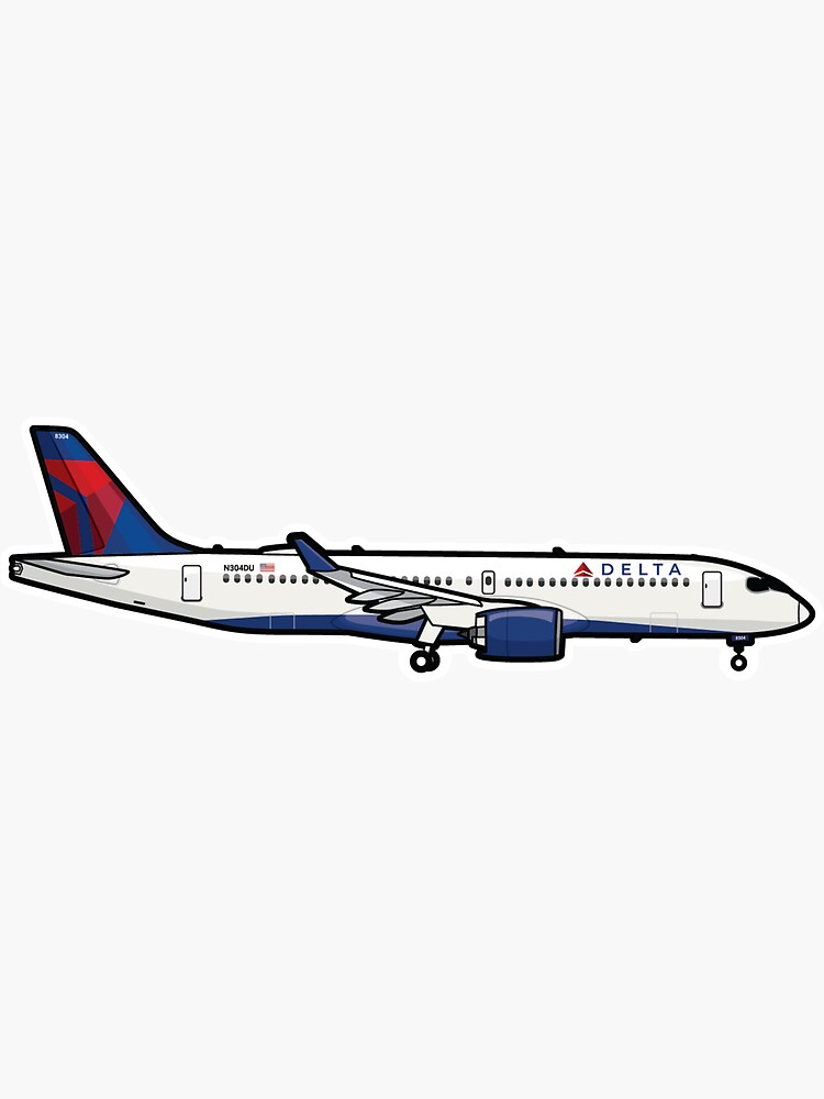 "Delta Air Lines Airbus A220" Sticker for Sale by PilotDecals | Redbubble
