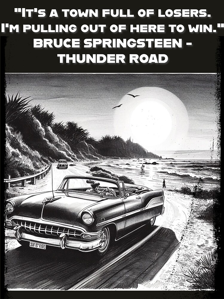 "Bruce Springsteen: "Thunder Road" lyrics inspired" Sticker for Sale by hip-indie-art | Redbubble