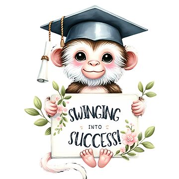 "Monkey Graduation: Swinging to Success" Sticker for Sale by PhotoFolio ...