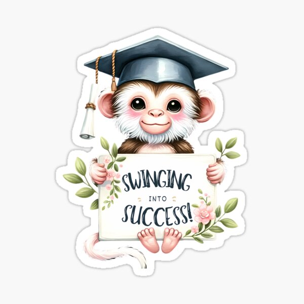 "Monkey Graduation: Swinging to Success" Sticker for Sale by PhotoFolio ...