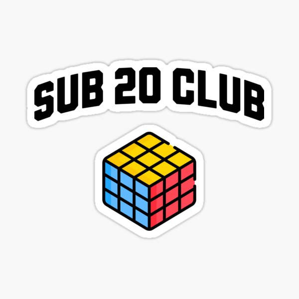 "Rubik's Cube Sub 20 Club" Sticker for Sale by Alterock-shirts | Redbubble
