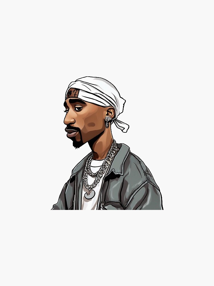 "Tupac Sticker" Sticker for Sale by DesignsByElias | Redbubble