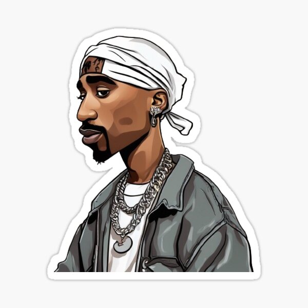 "Tupac Sticker" Sticker for Sale by DesignsByElias | Redbubble