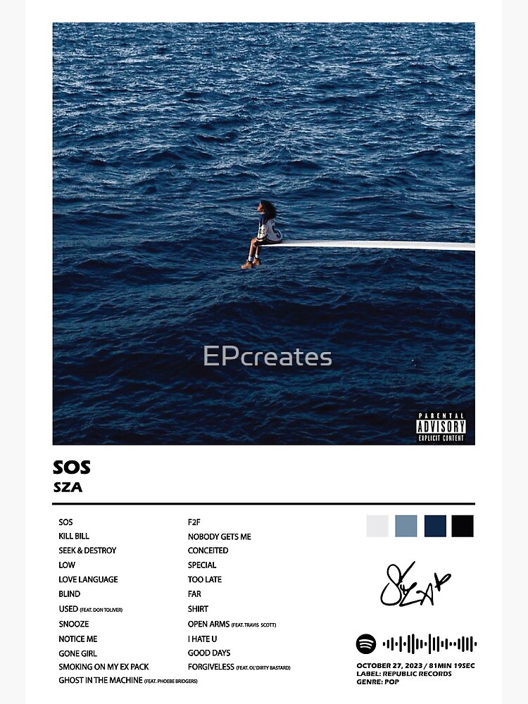 "SZA "SOS" Album Cover Art" Art Board Print for Sale by EPcreates ...