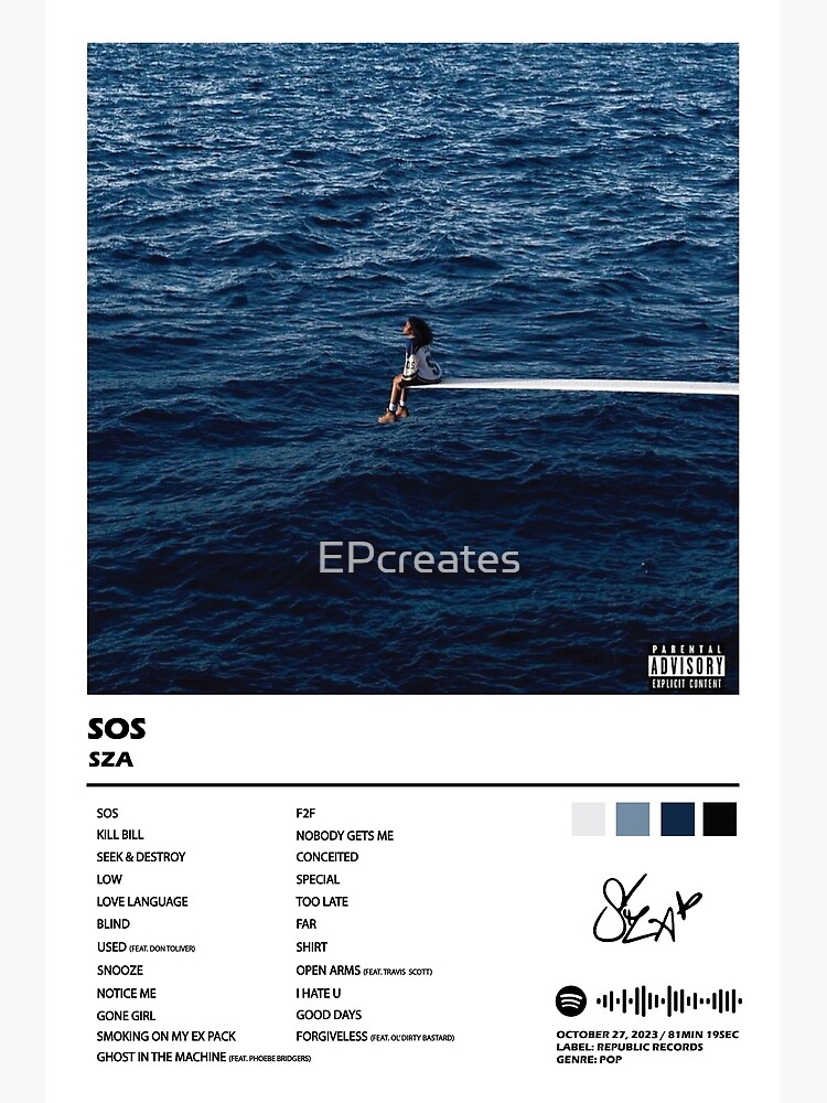 "SZA "SOS" Album Cover Art" Poster for Sale by EPcreates | Redbubble