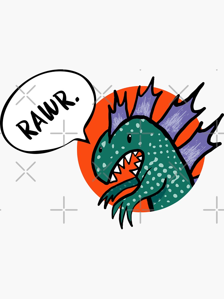 "Godzilla: "Rawr."" Sticker for Sale by cj-sketches | Redbubble