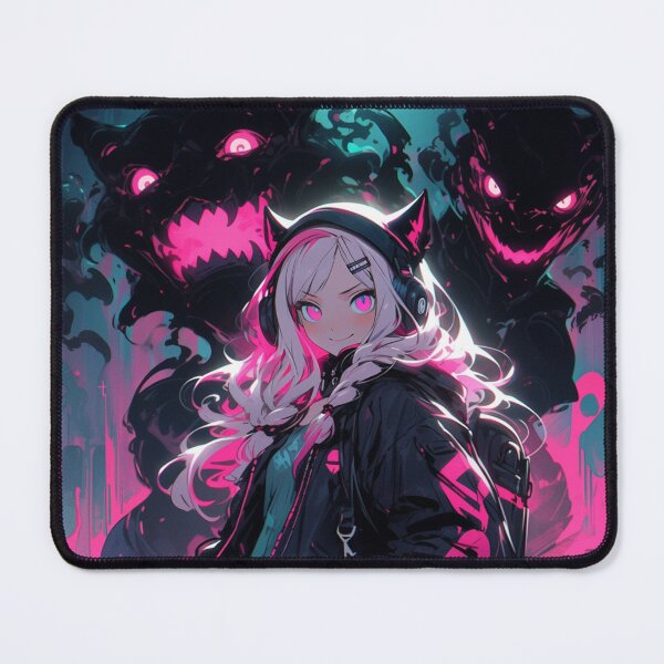"Neon Cyberpunk Girl Waifu" Mouse Pad for Sale by epicdolphinz | Redbubble