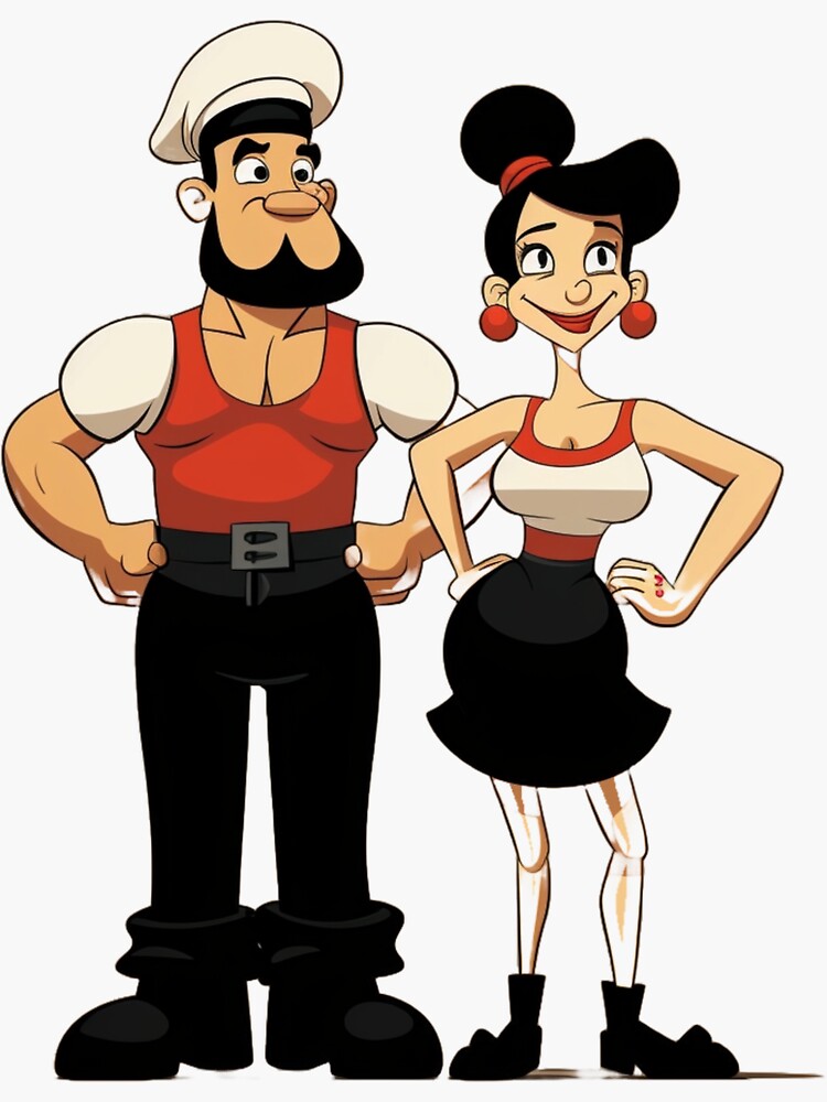 "Cartoon image of Popeye and Olive Oyl" Sticker for Sale by liana ...