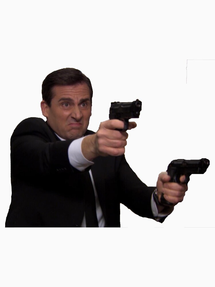 "Michael Scott Holding Guns" T-shirt for Sale by pgruening | Redbubble ...