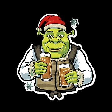 "Christmas Shrek with beer" Sticker by Playful-Monster | Redbubble