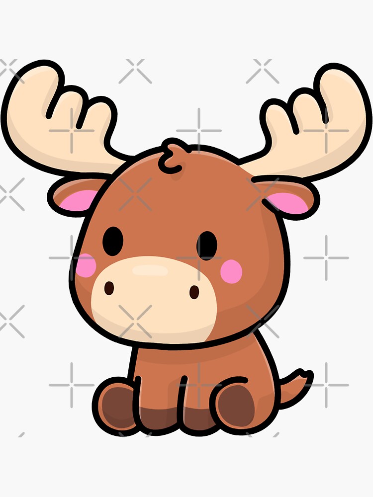 "Cute Moose Cartoon" Sticker for Sale by MoasisArt | Redbubble