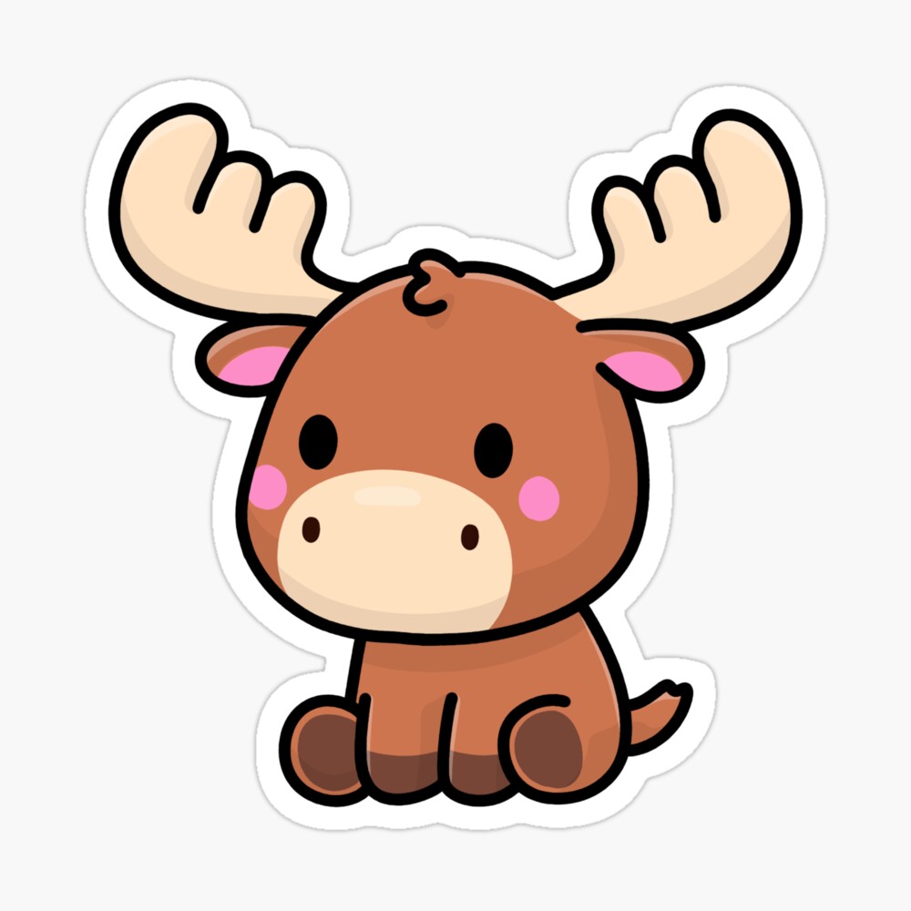 Cute Moose Cute Moose In Flat Style. Stock Vector. Illustration Of