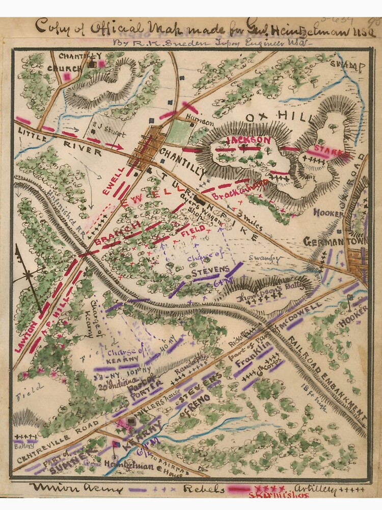"Vintage Map of The Battle of Chantilly (1865)" T-shirt by BravuraMedia ...