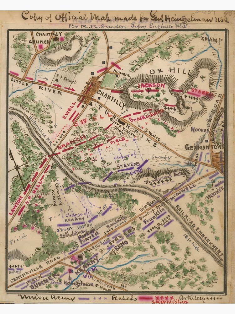 "Vintage Map of The Battle of Chantilly (1865)" Sticker for Sale by ...