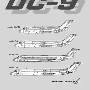 "Side view of DC-9 variants." Sticker for Sale by dudutbrito | Redbubble