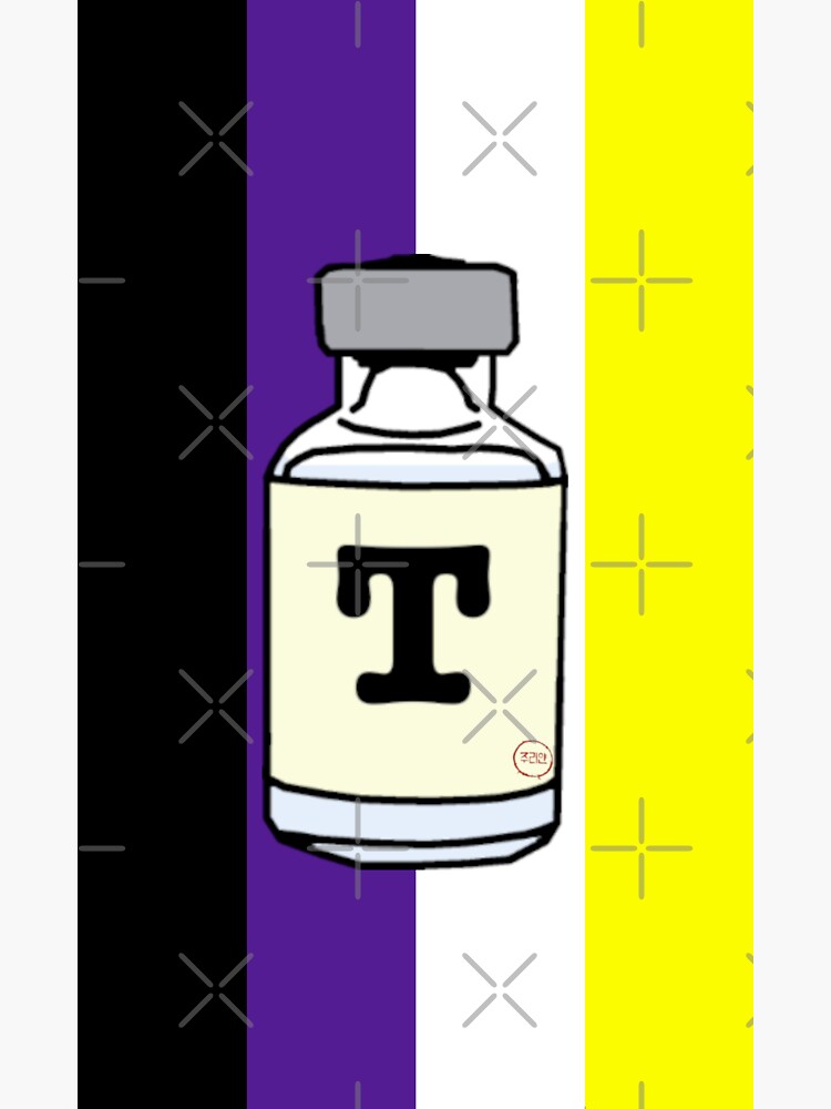 "HRT vial T on Nonbinary Pride Flag" Sticker for Sale by SaharBareket ...