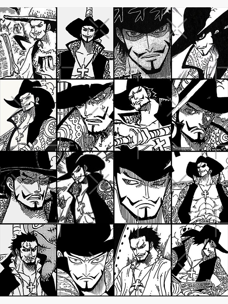 "Dracule Mihawk - One Piece Manga Panel collage " Art Board Print for ...
