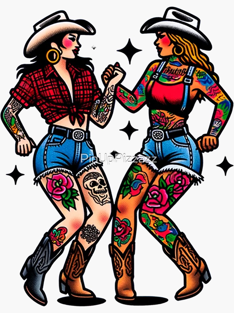 "Dancing Cowgirls" Sticker for Sale by PinUpPizzazz | Redbubble