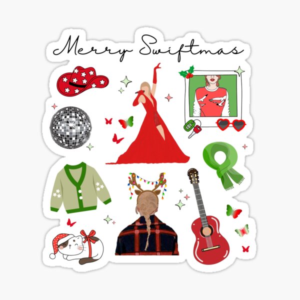 "Merry Swiftmas, Taylor Swift Christmas Collage" Sticker for Sale by ...