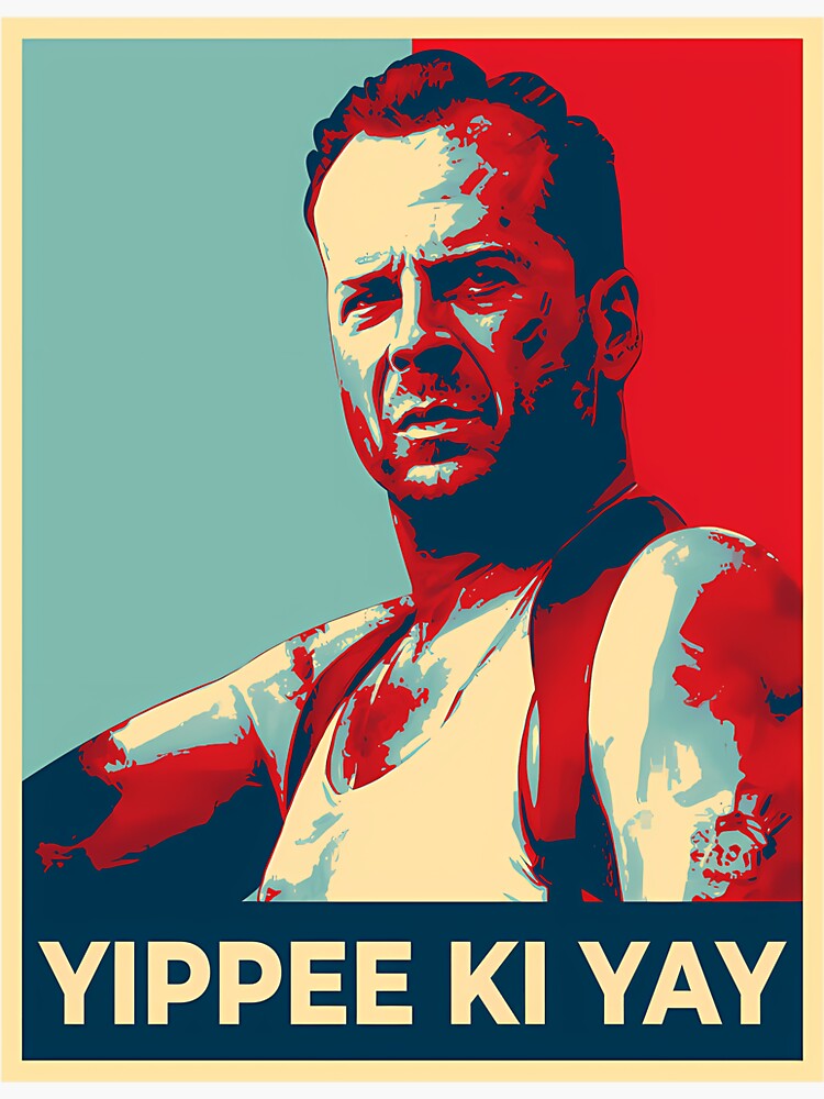 "Retro Yippee Ki Yay Pop Art Portrait" Sticker for Sale by otpijimuw ...